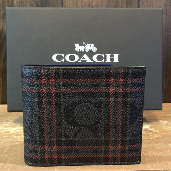 Coach | Bags | Nwt Authentic Coach Signature 3in Plaid Wallet | Poshmark